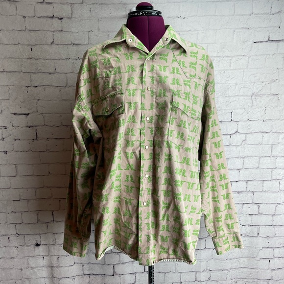 Barn Fly | Shirts | Barn Fly Long Sleeve Pearl Snap Shirt Tan With ...